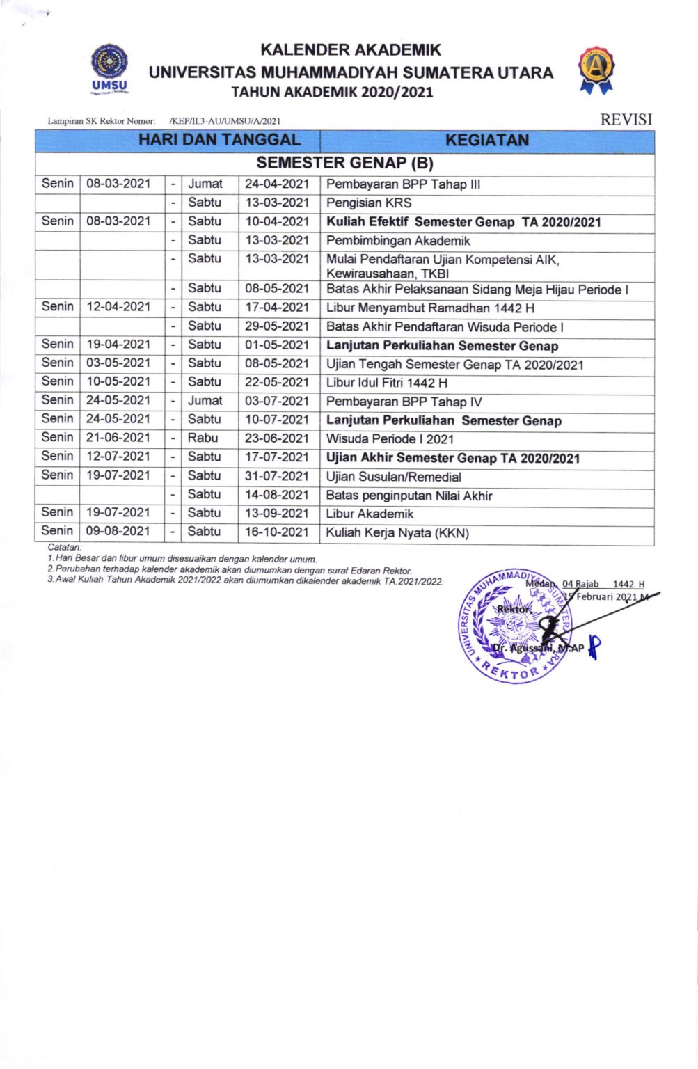 Kalender Akademik - Biro Administrasi Akademik dan Data