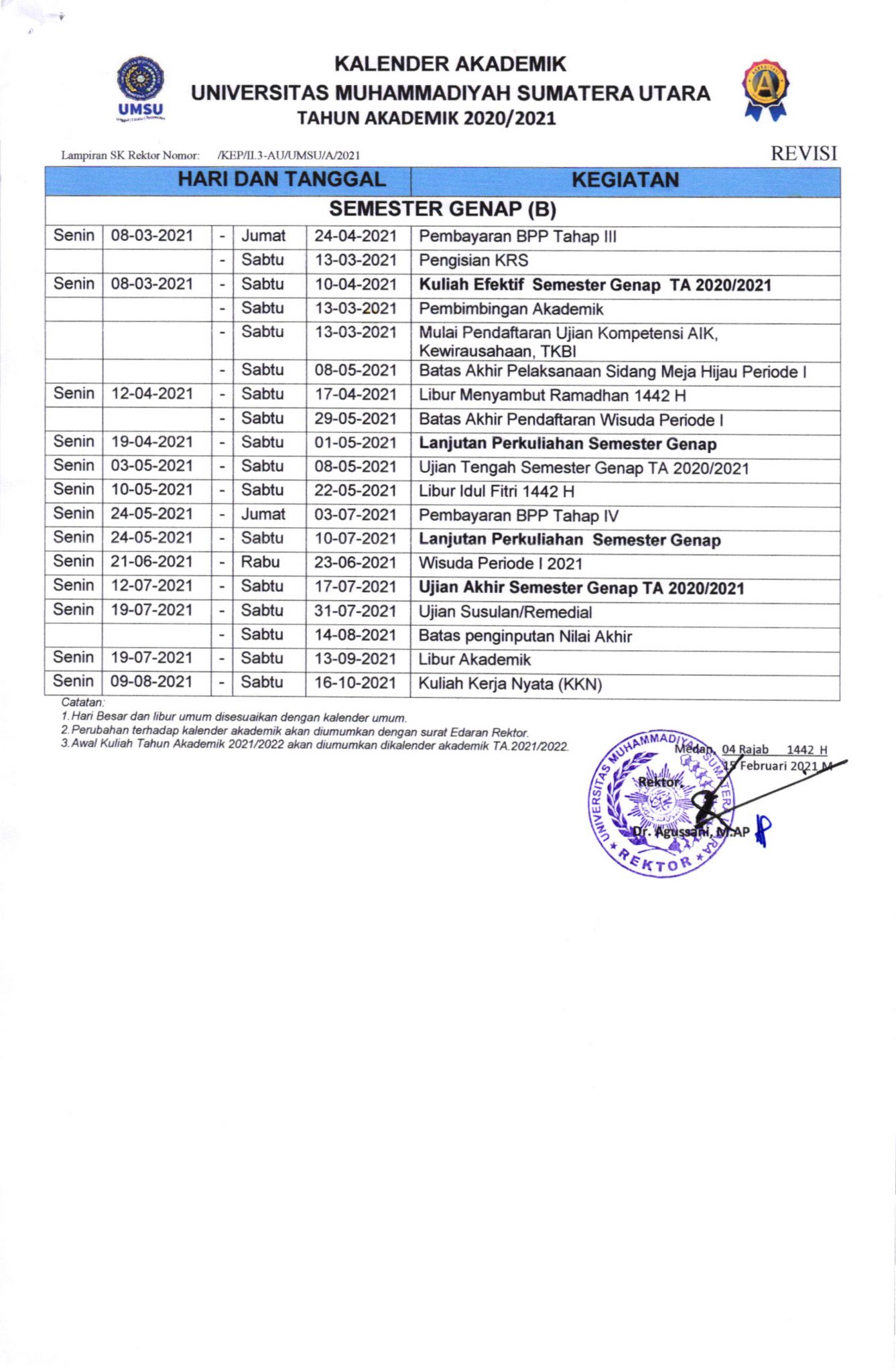 Kalender Akademik - Biro Administrasi Akademik dan Data